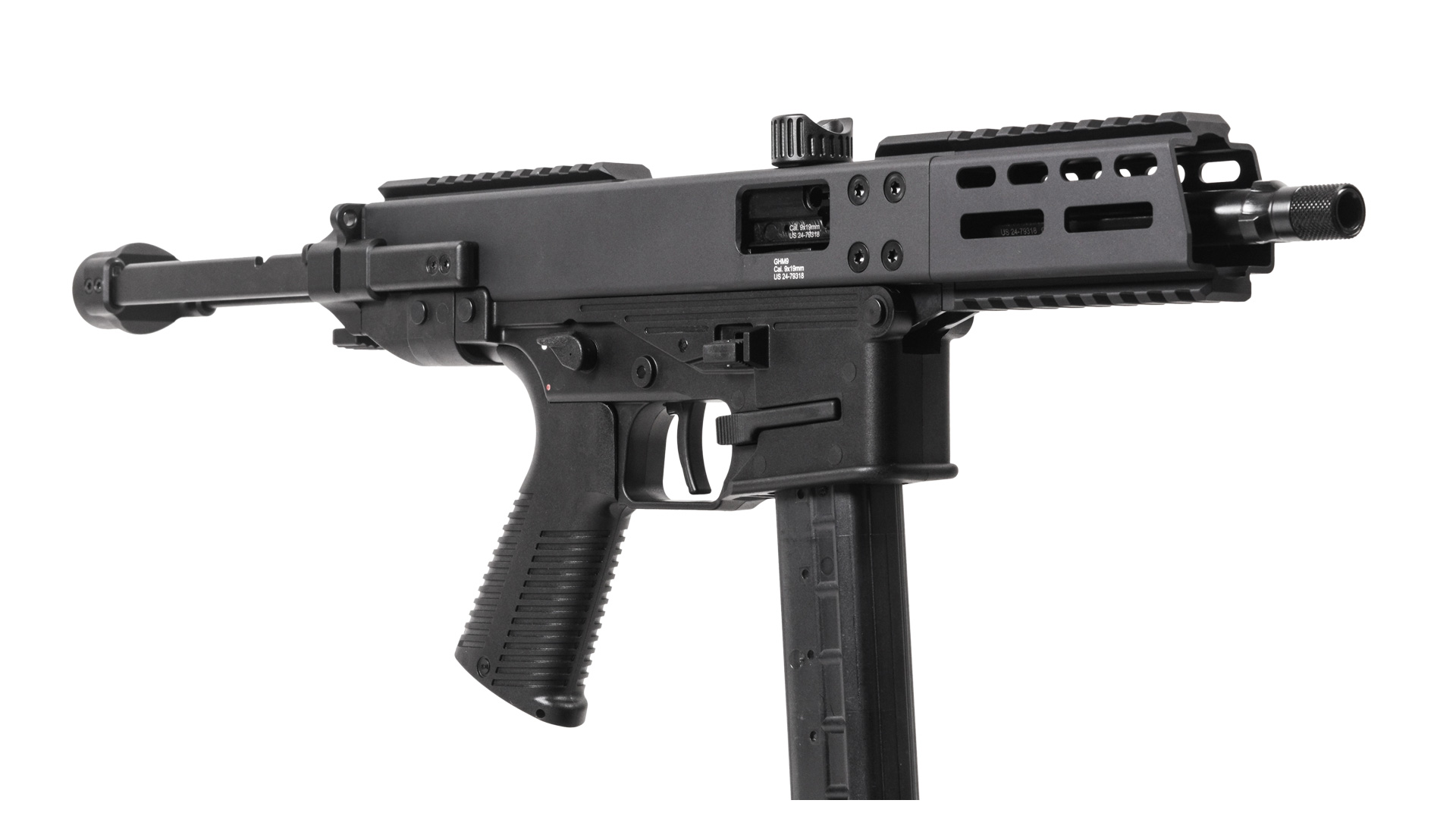 B&T BT-451001 GHM9 Retro Pistol, 9mm, Top-Charging Handle, 1/2x28 w/ 3 ...
